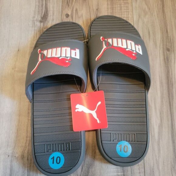 Puma | Shoes | Puma Cool Cat Slides Unisex Gray Logo Slipon Sandals ...